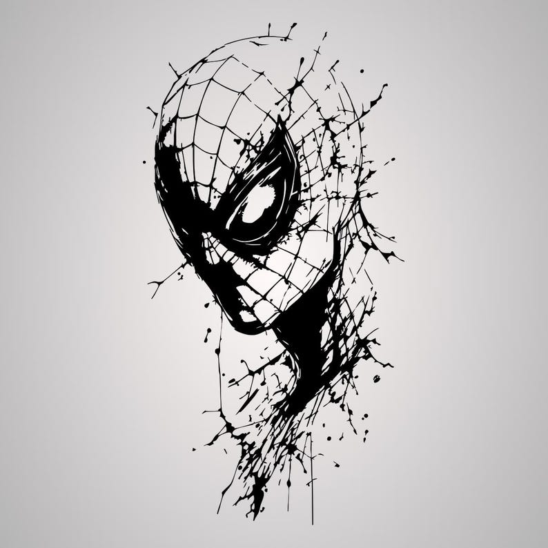 Spiderman Splatter SVG | Abstract Spiderman Head PNG | Ink Effect ...