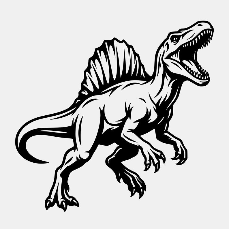 Spinosaurus Roaring SVG PNG : Bold Linework Design for Cut Files ...