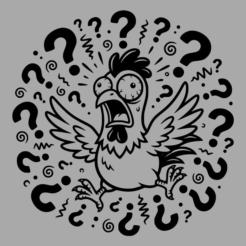 Confused Chicken SVG, Shocked Cartoon Bird Clipart, Question Mark ...