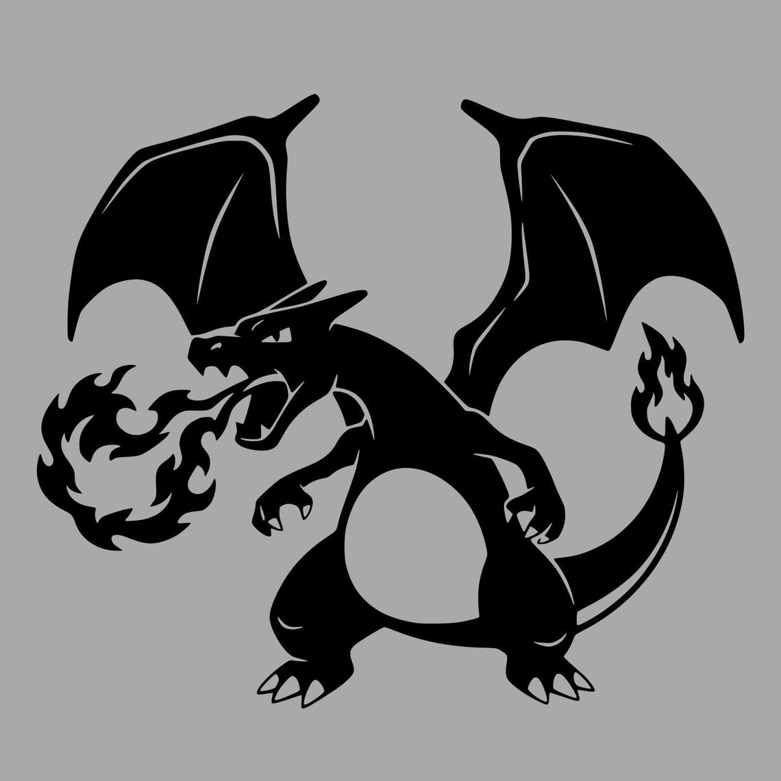 Charizard SVG, Pokemon Fire Dragon Silhouette, Charizard Fire Breathing ...