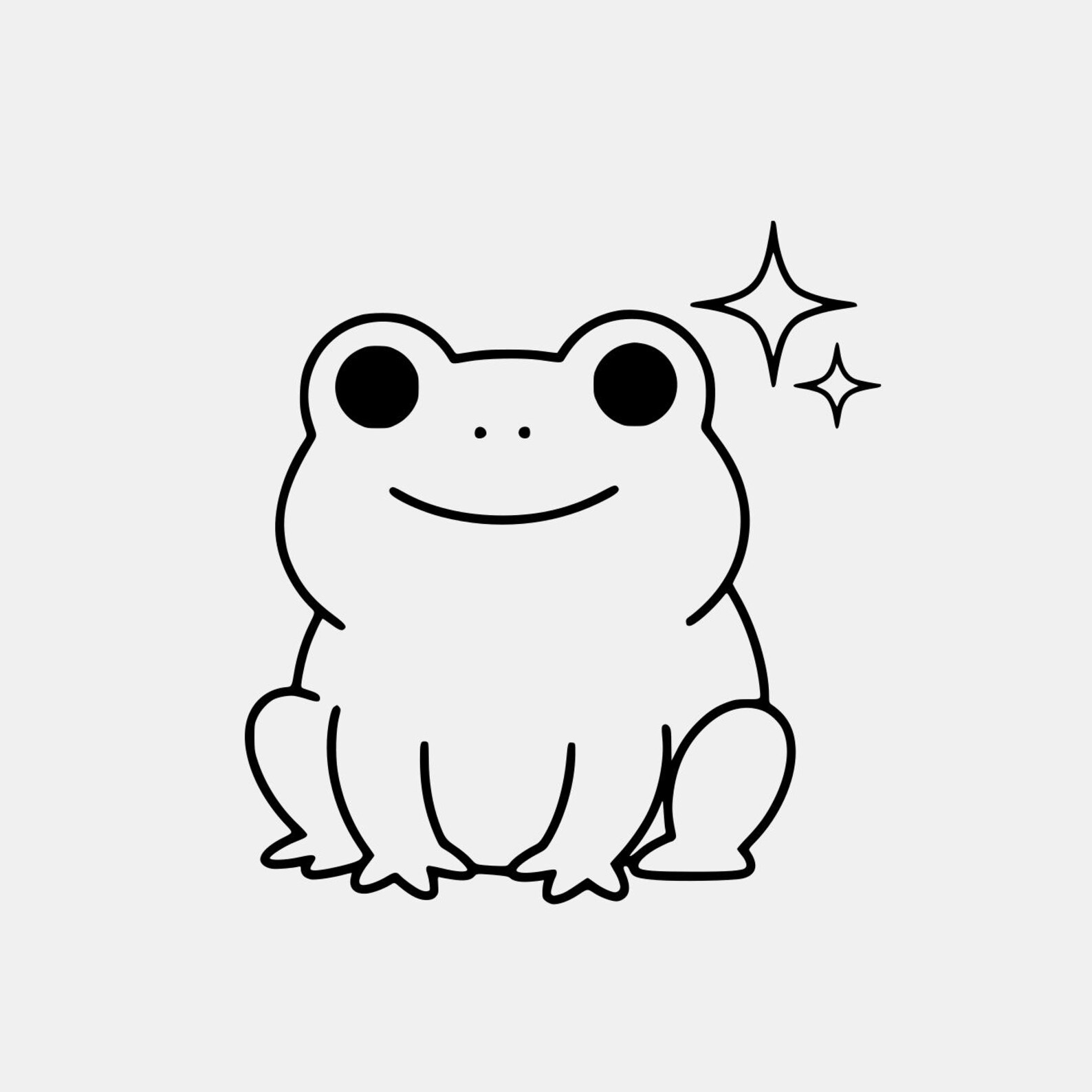 Kawaii Frog Sitting Outline SVG, Cute Cartoon Frog Clipart for Cricut ...