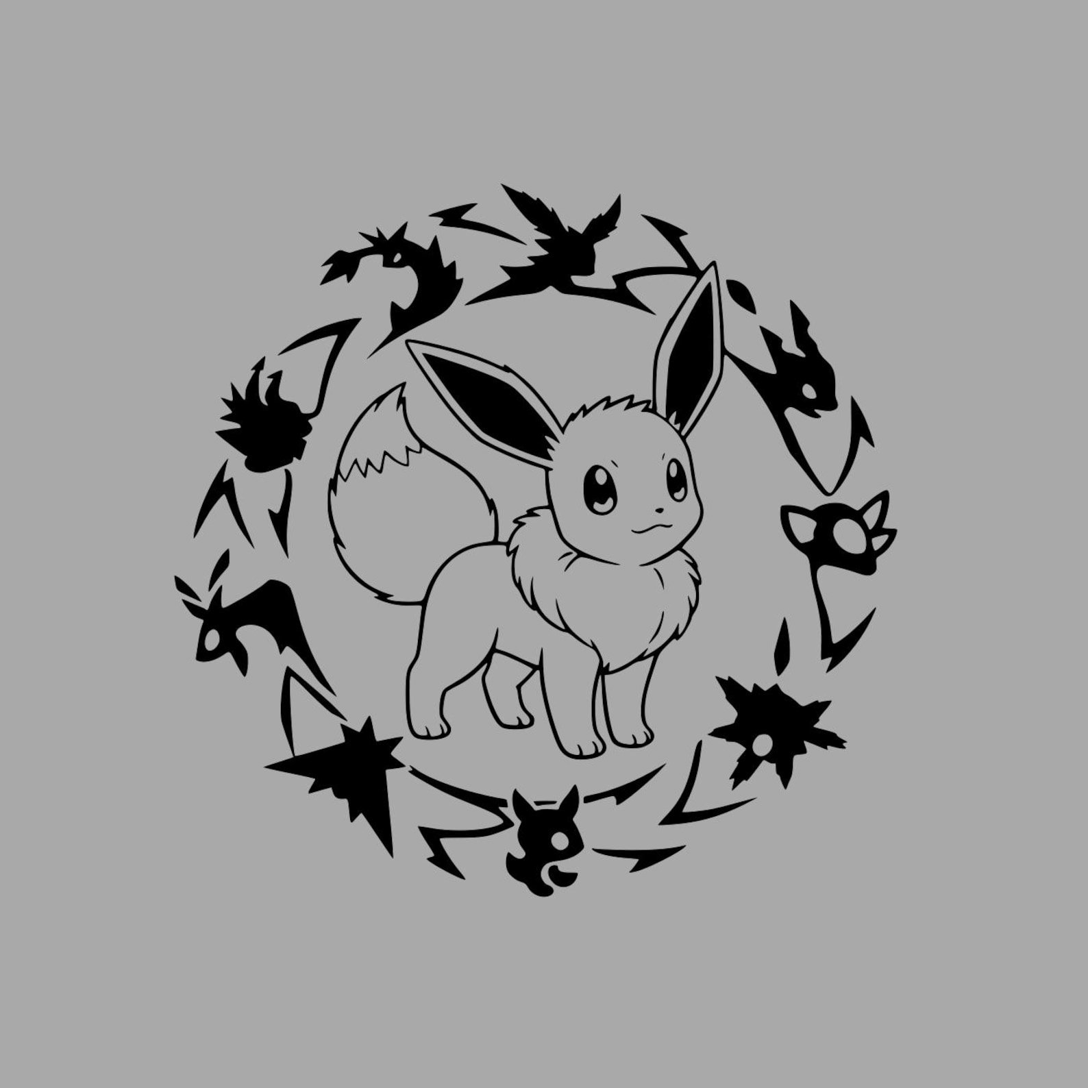 Eevee Evolutions SVG Circle Design, Pokemon Fan Art Cut File for Cricut ...
