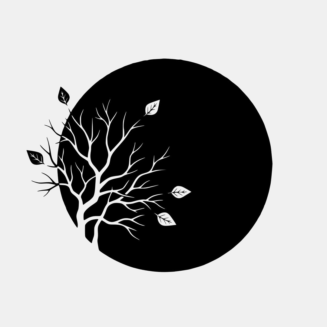 Minimalist Tree Silhouette SVG | Black Tree Branch Circle Clipart ...