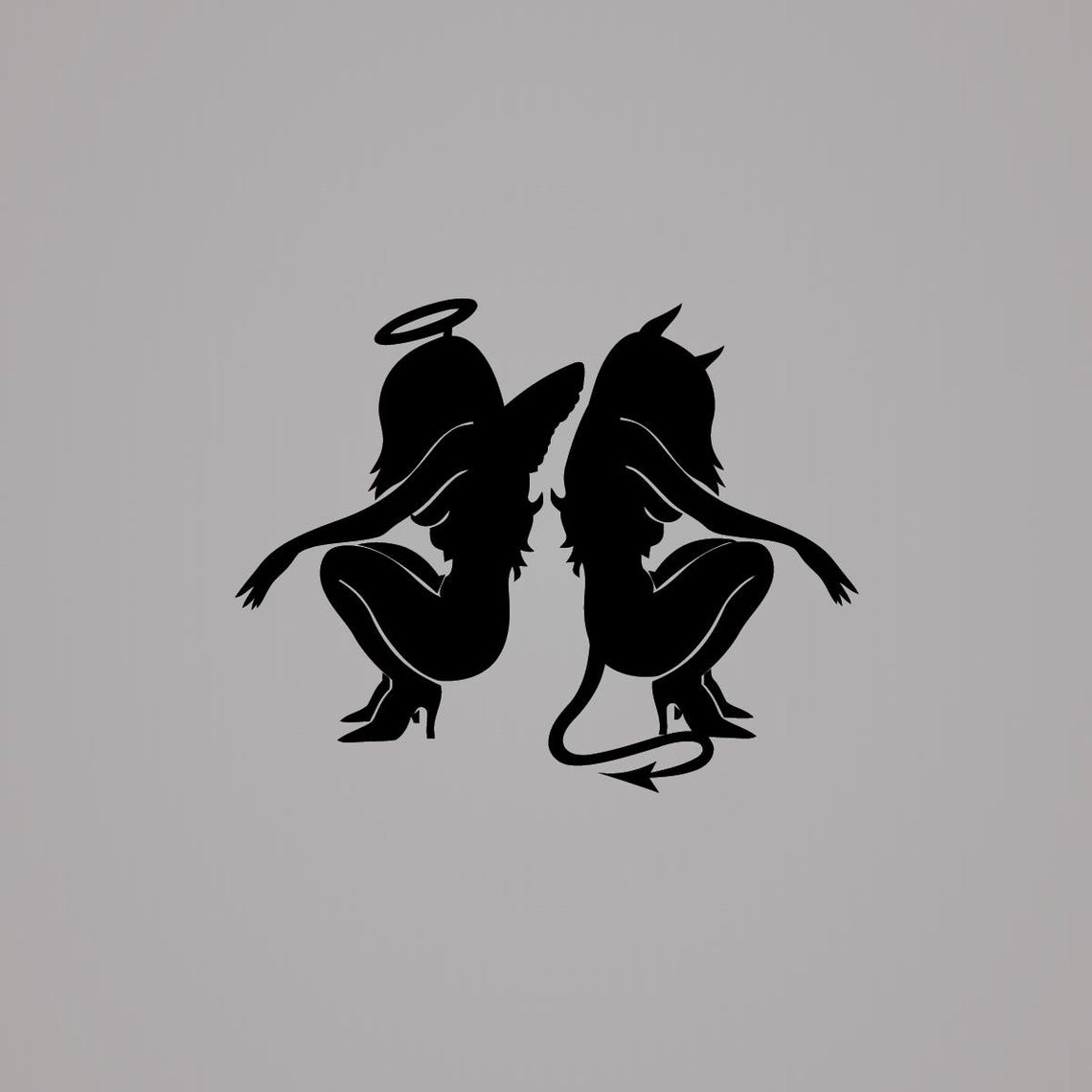 Angel and Devil Girls Silhouette | Good Vs Evil SVG PNG Clipart - Etsy