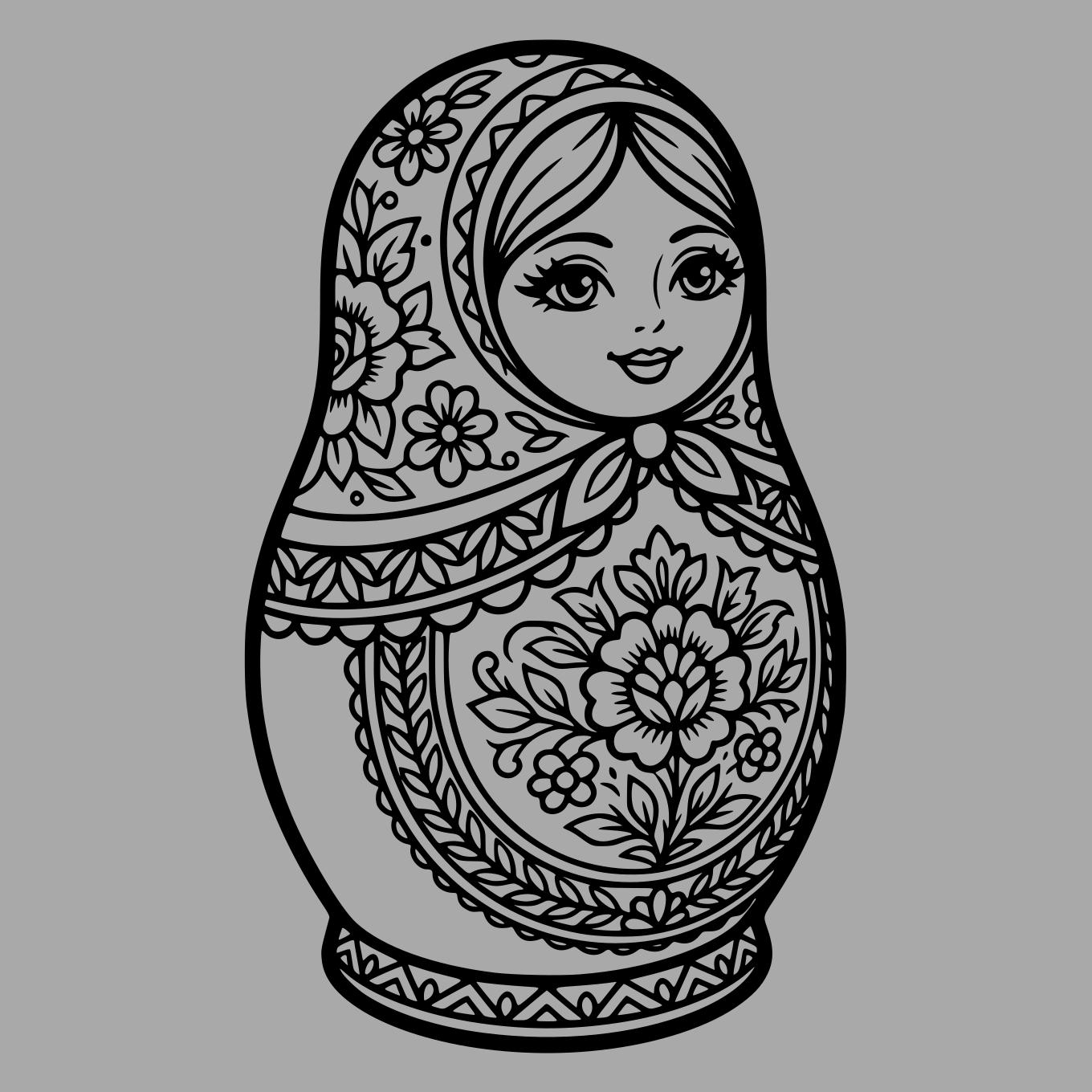 Matryoshka Doll SVG PNG: Angled Line Art Design (digital Download) - Etsy