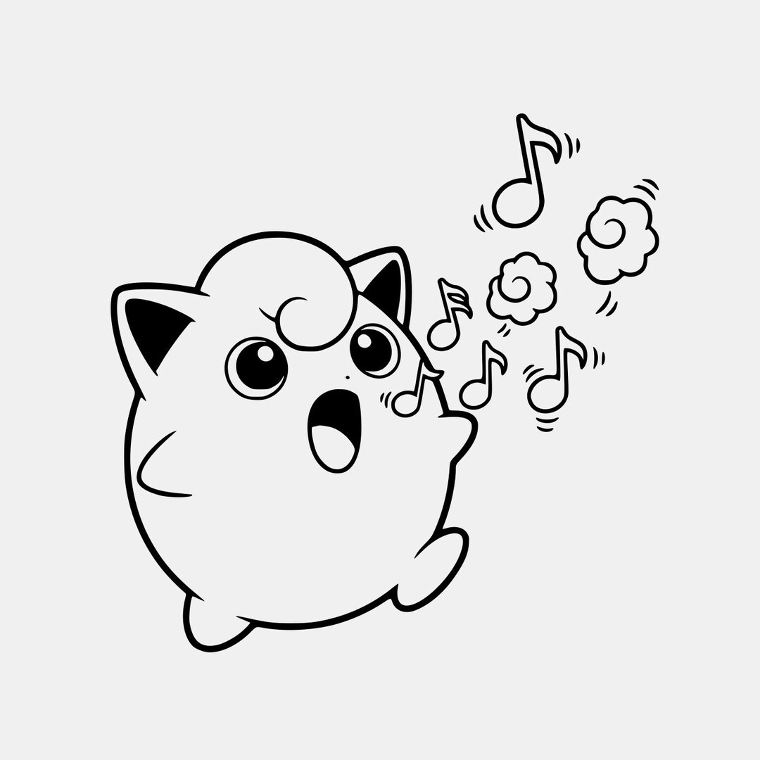 Jigglypuff Singing SVG, Pokemon Music Notes Clipart, Cute Anime ...