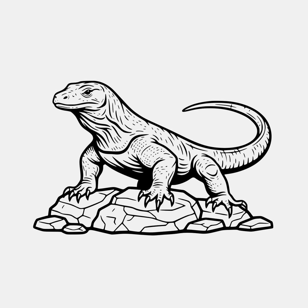 Komodo Dragon SVG, Fierce Lizard Vector Art for T-shirts and Decals ...