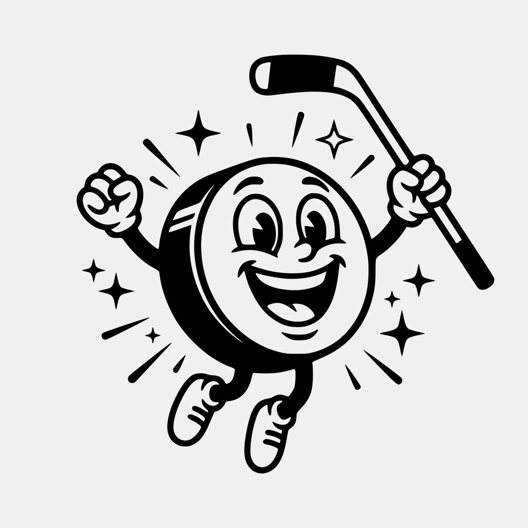 Hockey Puck Character SVG PNG: Retro Cartoon Design (digital Download ...