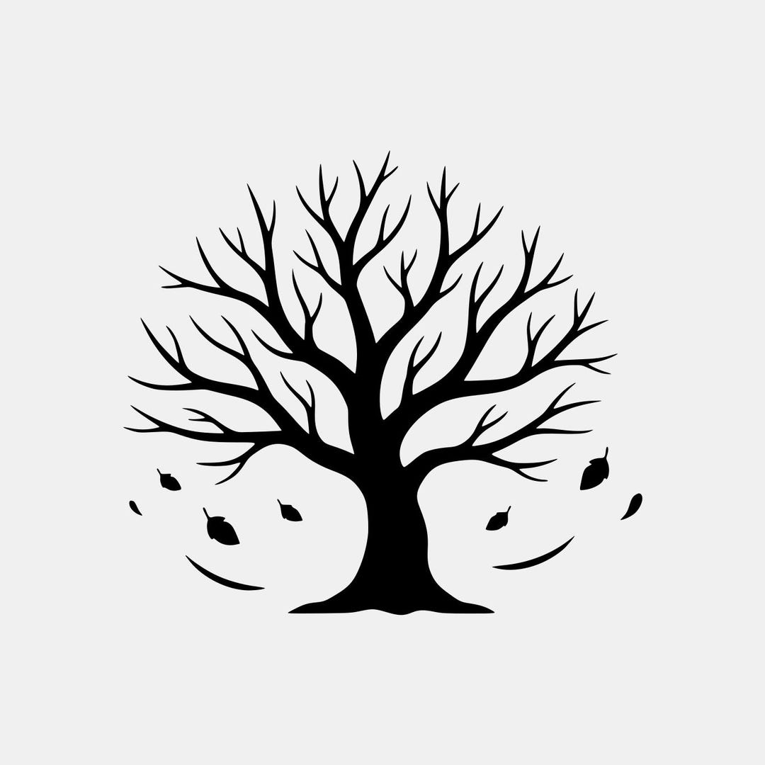 Autumn Tree Silhouette SVG, Fall Leaf SVG, Seasonal Decor, Cricut Cut ...