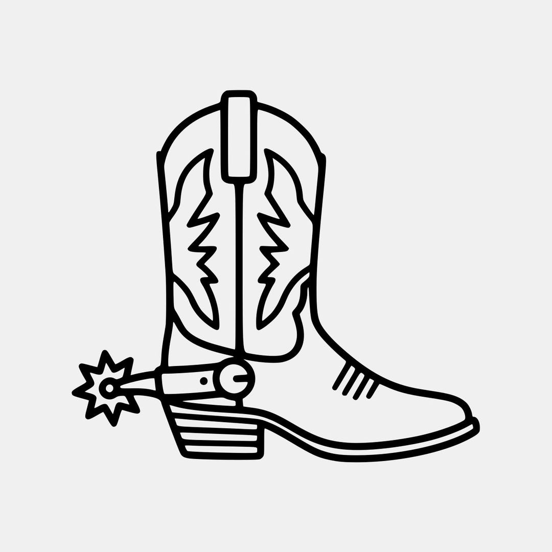 Cowboy Boot With Spur SVG, Western Boot Clipart, Rodeo Digital Download ...