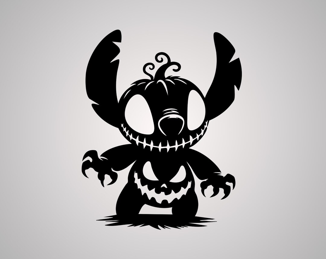 Scary Halloween Stitch SVG: Creepy Pumpkin Monster Clipart (digital ...