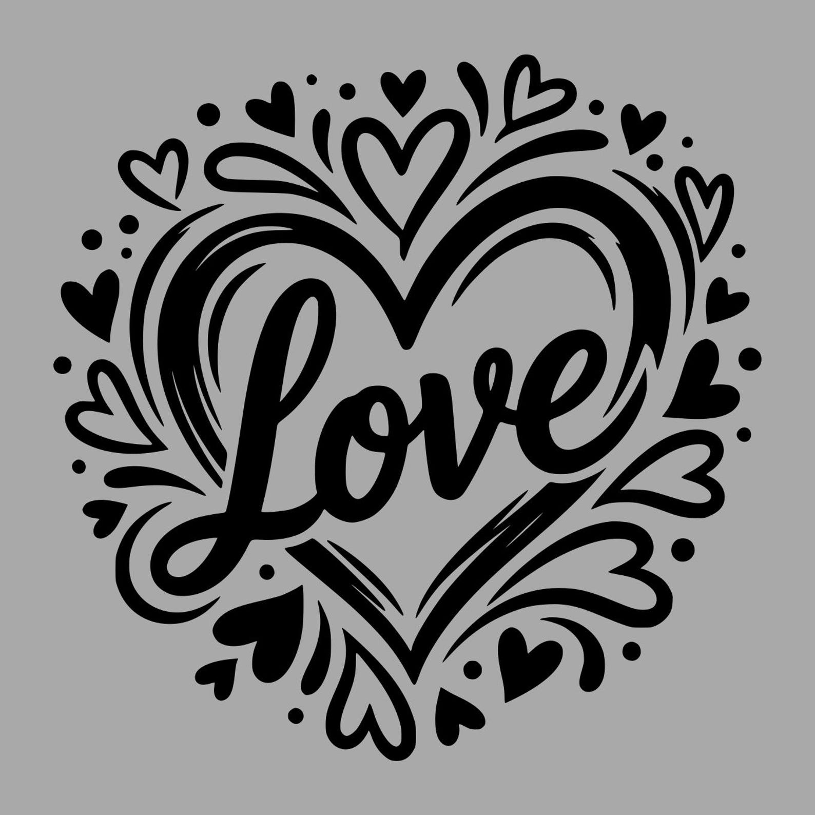 Love Heart SVG PNG: Bold Calligraphy Design (digital Download) - Etsy