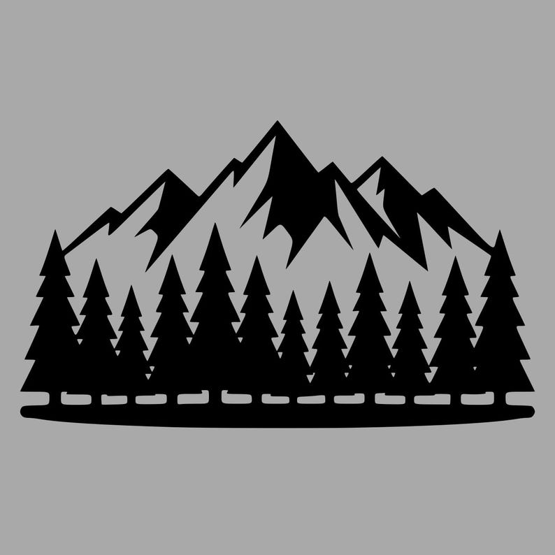 Mountain Trees Silhouette SVG PNG: Graphic Wilderness Design (digital ...