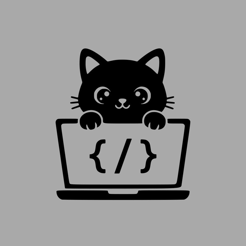 Kawaii Black Cat Coding Laptop Icon SVG | Cricut (digital Download) - Etsy