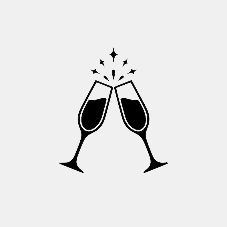 Champagne Toast Clipart SVG, Celebration Glasses PNG, Cheers Digital ...