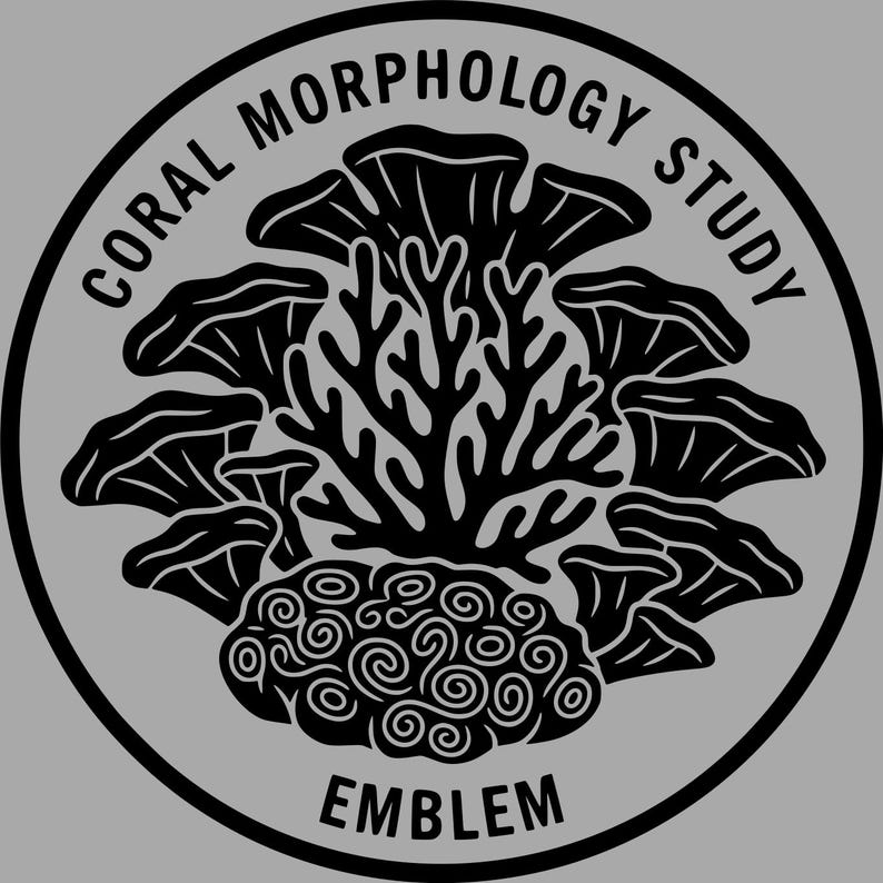 Coral Morphology Study Emblem SVG, Marine Biology Cut File for Crafts ...