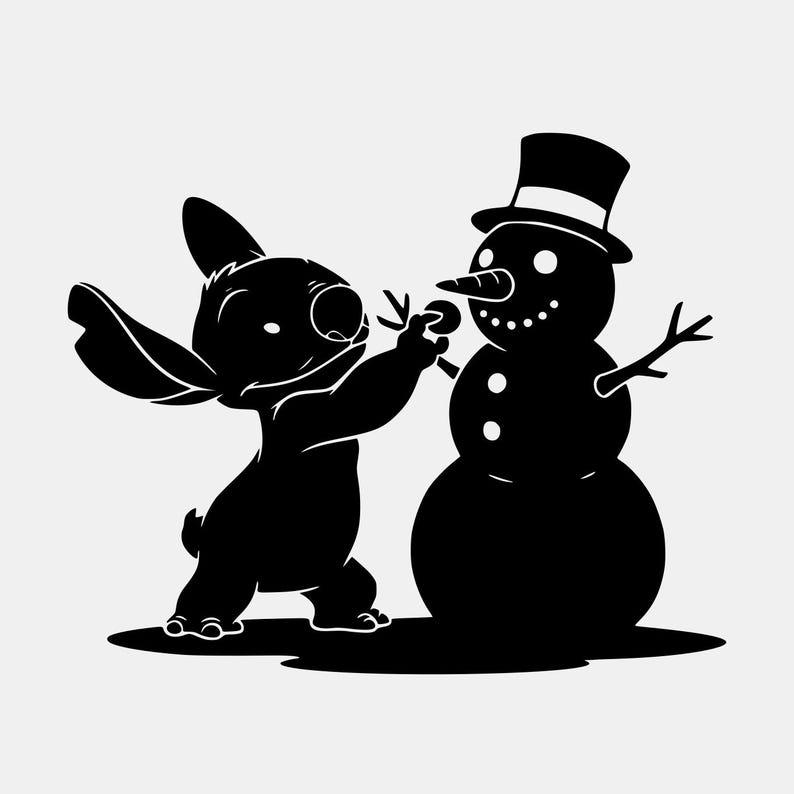 Stitch Building Snowman SVG, Disney Christmas Clipart, Lilo & Stitch ...