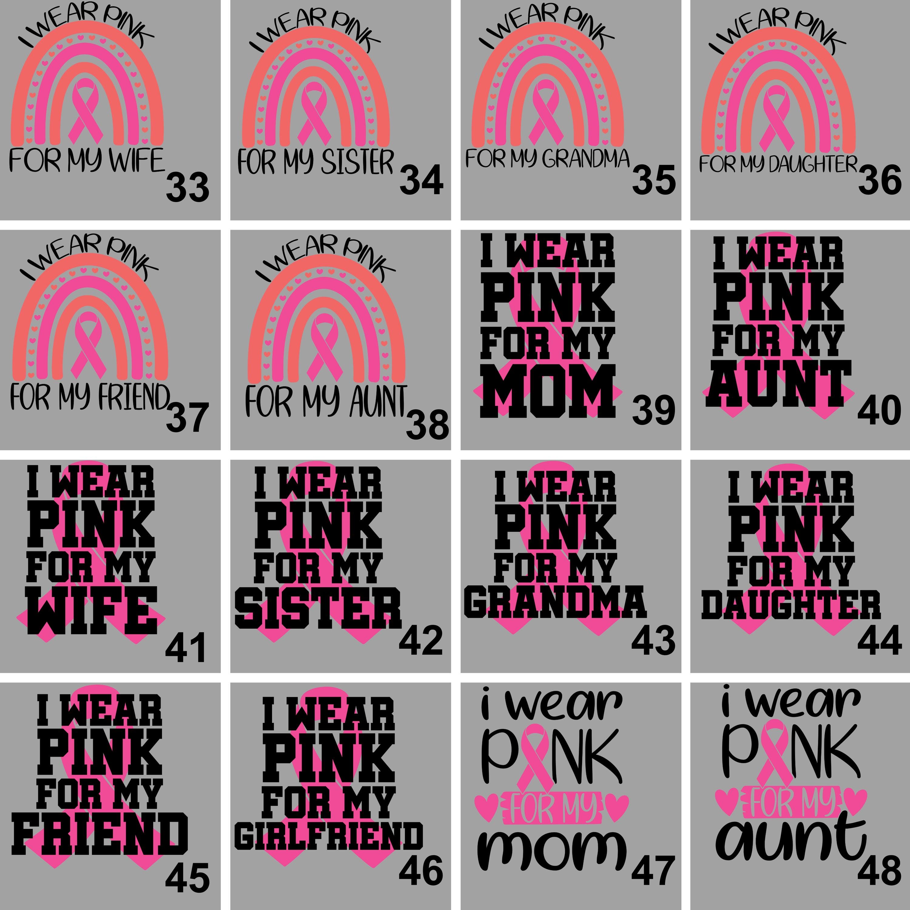 Breast Cancer Awareness Family DTF Transfer - Pink Ribbon Support ...