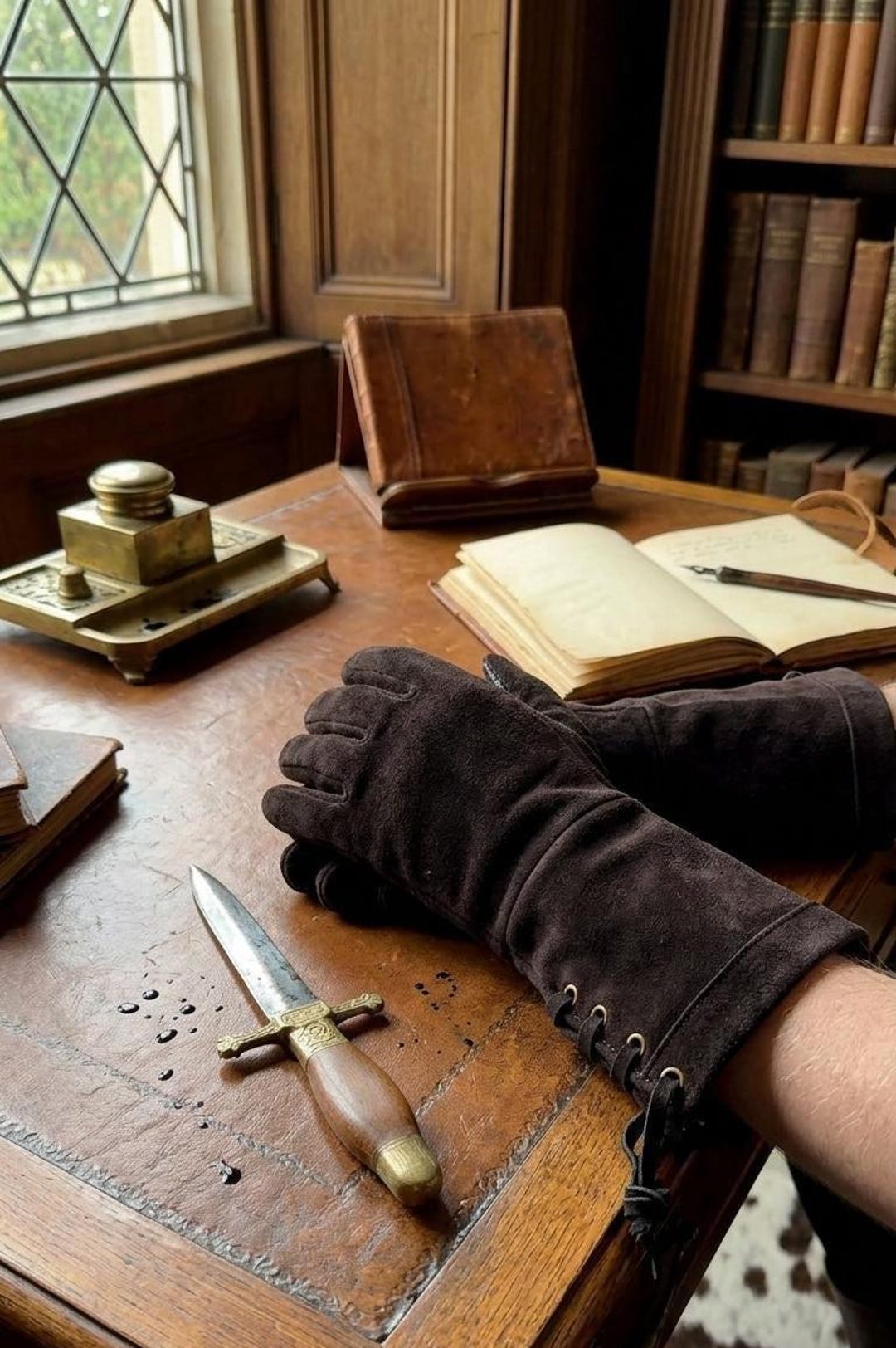 Handmade Suede Leather Gauntlets, Lace up Archery Gloves, Medieval LARP ...