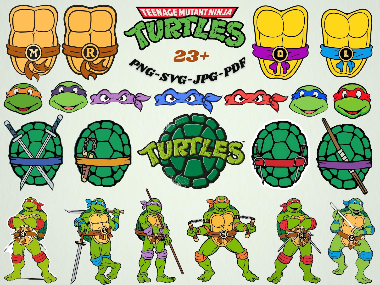 Ninja Turtles SVG PNG Bundle, Ninja Turtles PNG, Ninja Turtles Clipart ...