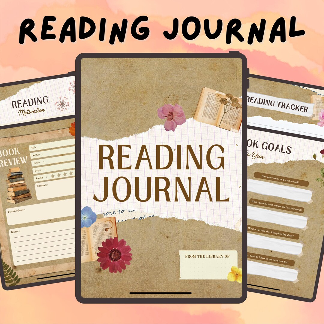 Vintage Floral Theme Digital Reading Journal for Book Lovers, Digital ...
