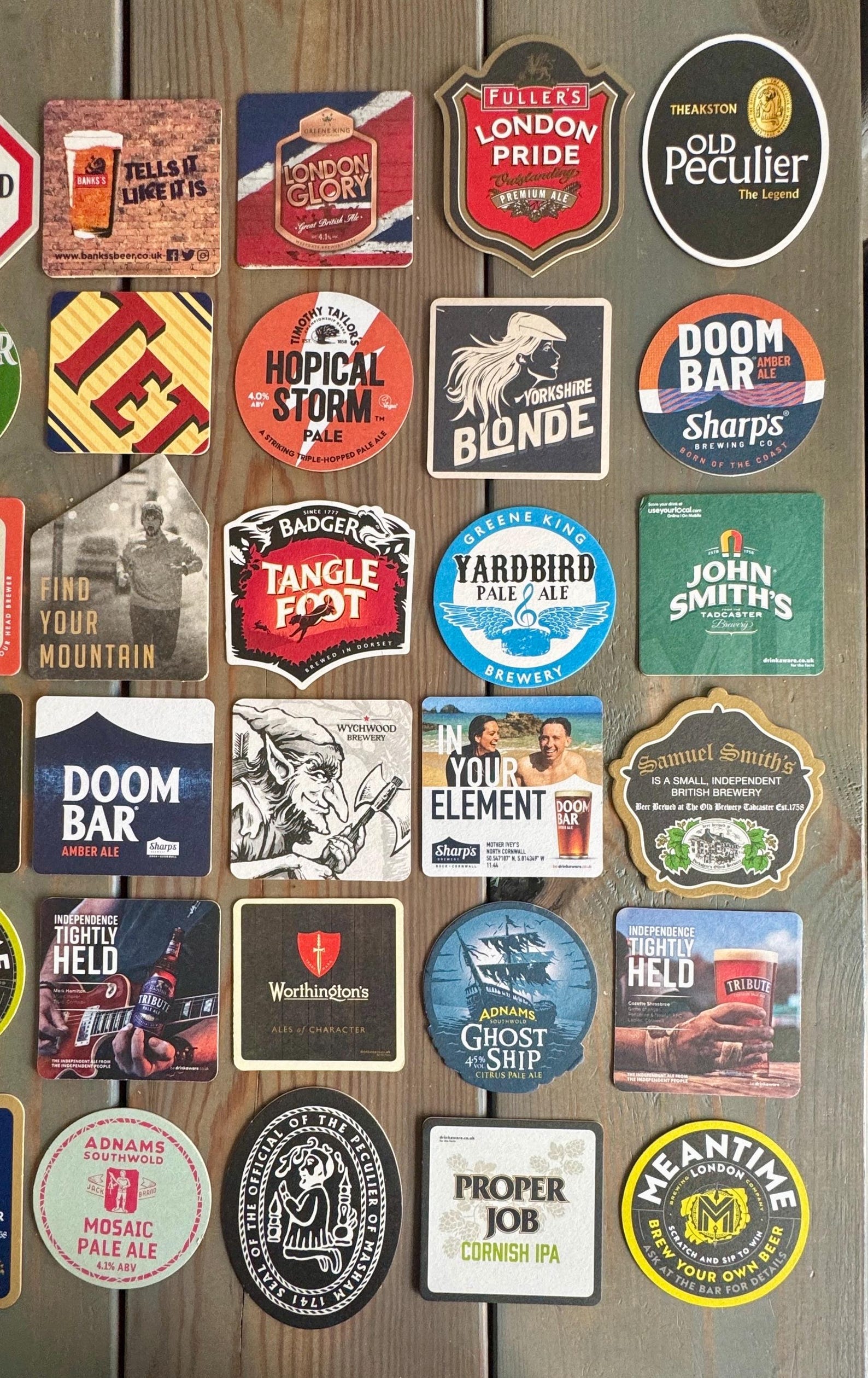 British Beer Mats Collection – 42 Genuine Pub Coasters, Home Bar Decor ...