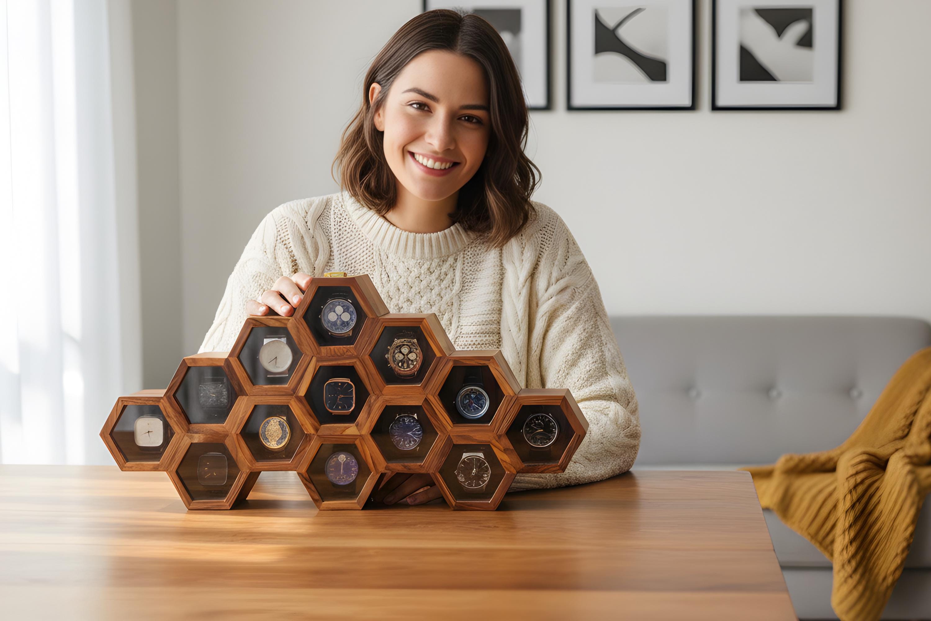 Honeycomb Indian Rosewood Watch Box, Handmade Jewelry Storage - Etsy
