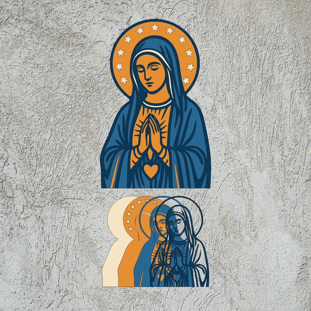 Virgin Mary SVG: Layered Sacred Heart Clipart (digital File) - Etsy