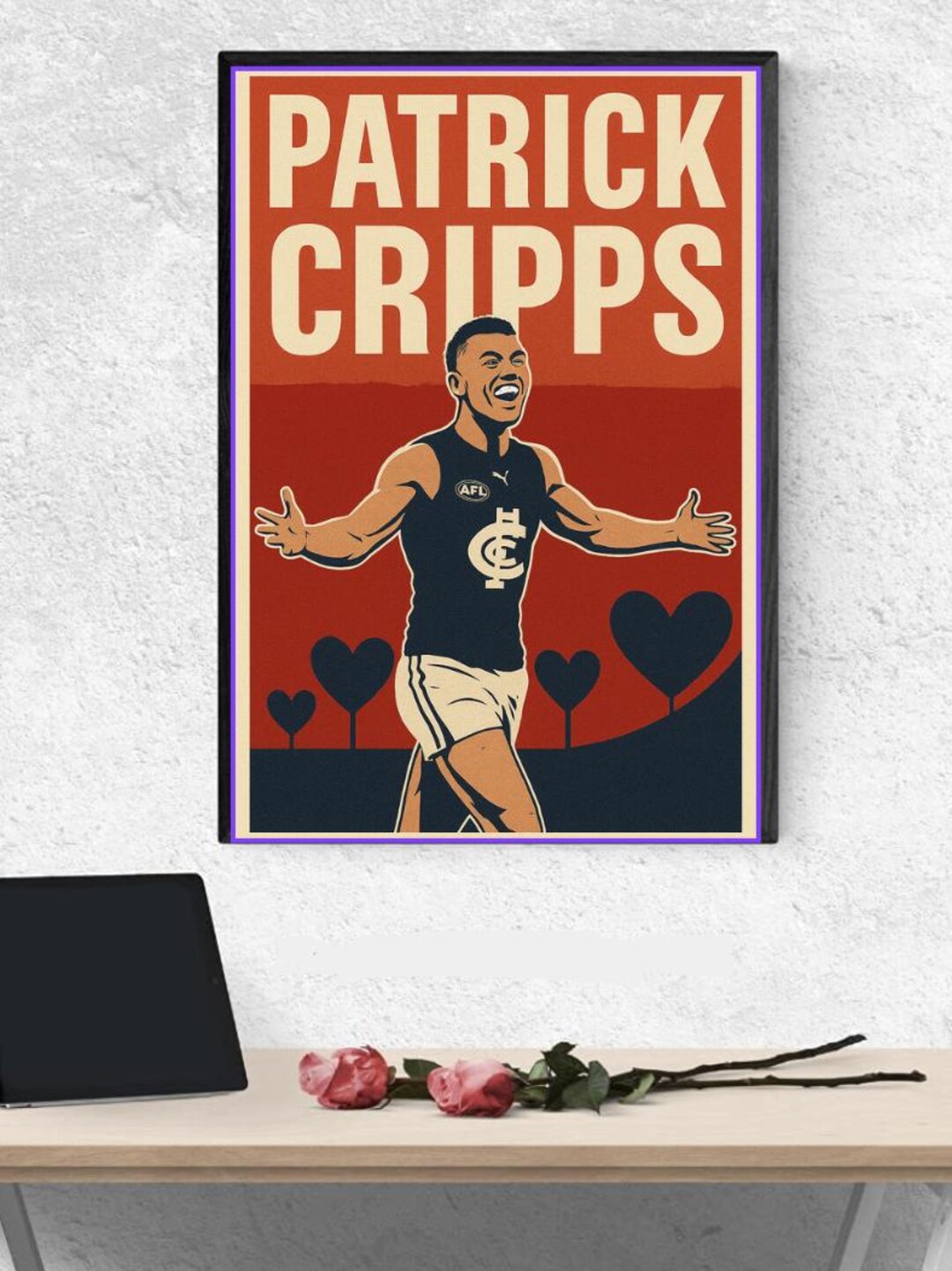Patrick Cripps AFL Poster: Vintage Carlton Football Club Wall Art - Etsy