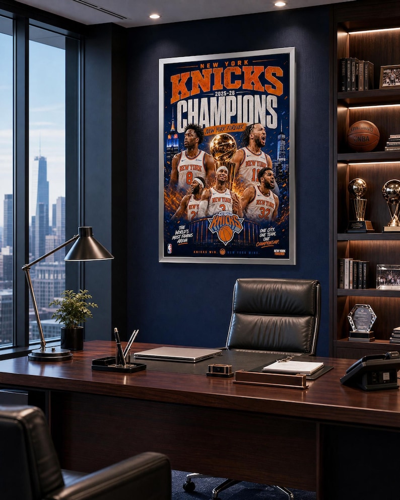 New York Knicks CHAMPIONSHIP POSTER 2025-26 | Knicks Wall Art | NBA ...