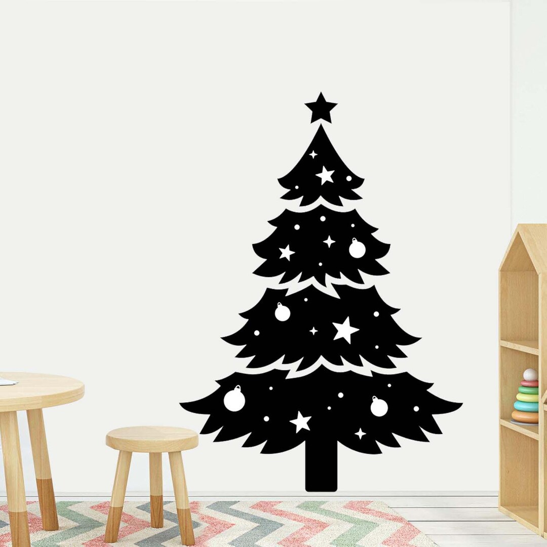 Christmas Tree Vinyl Decal Sticker: Festive Window Wall Decor, Bedroom ...