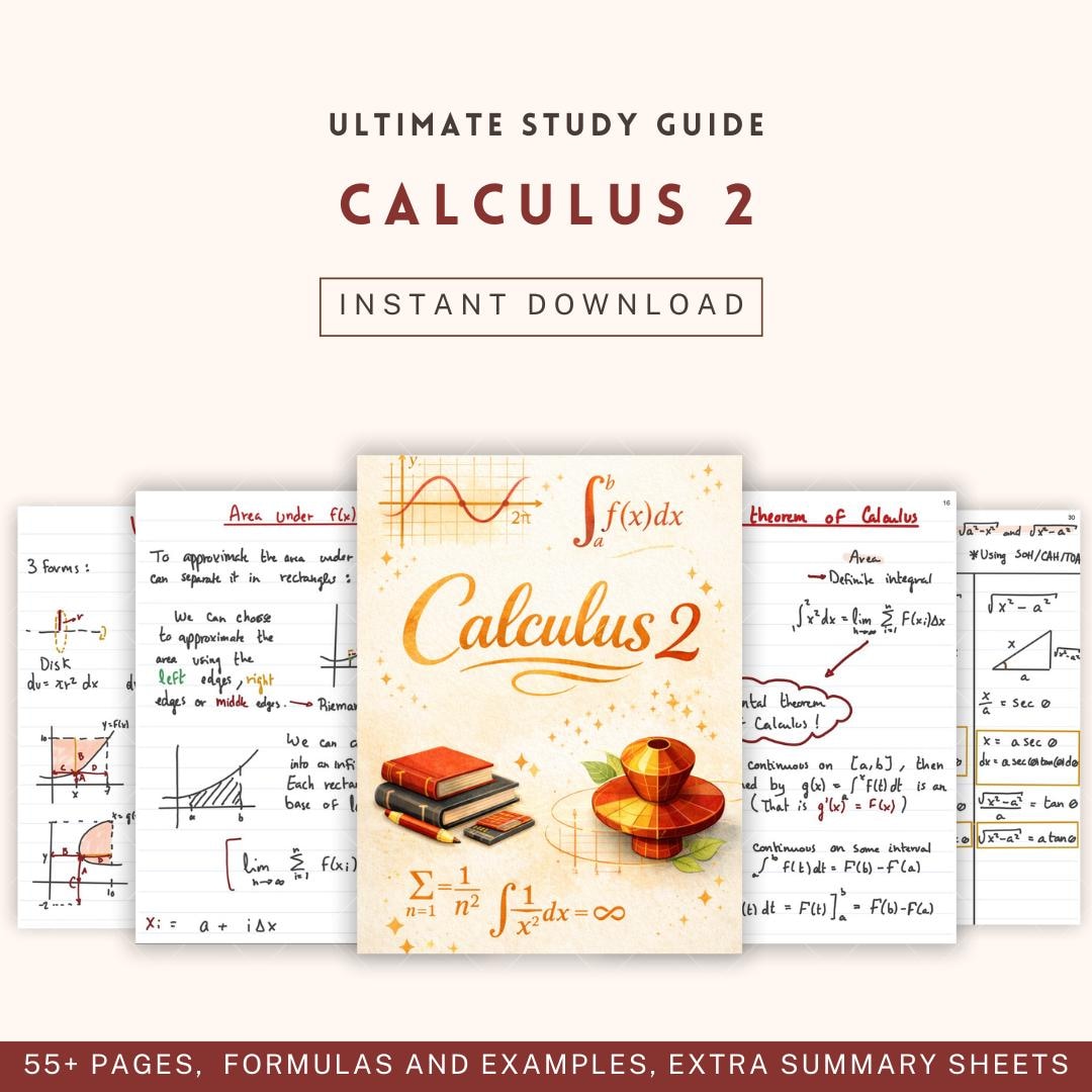 Calculus 2 Study Guide | Complete Notes, Integrals, Series (PDF) - Etsy