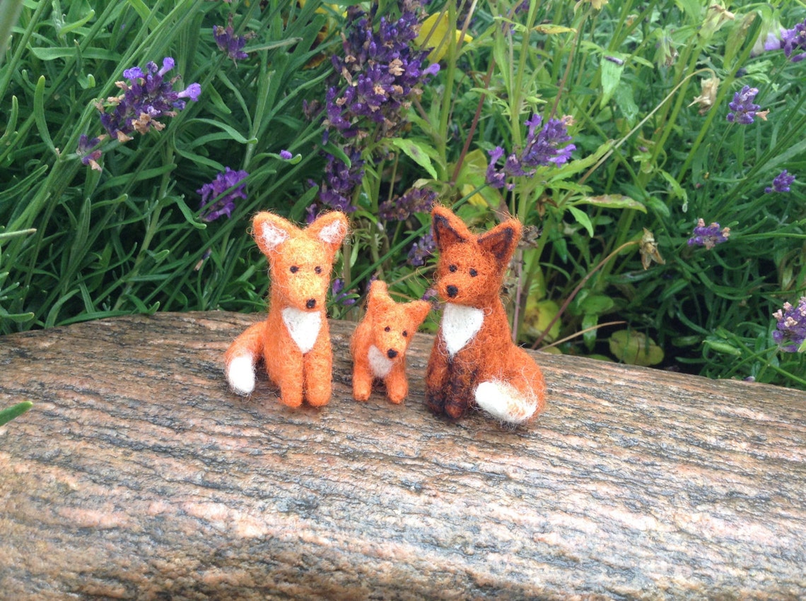 Felted Fox Felt Fox Fox Family Felted Fox Miniature Fox | Etsy