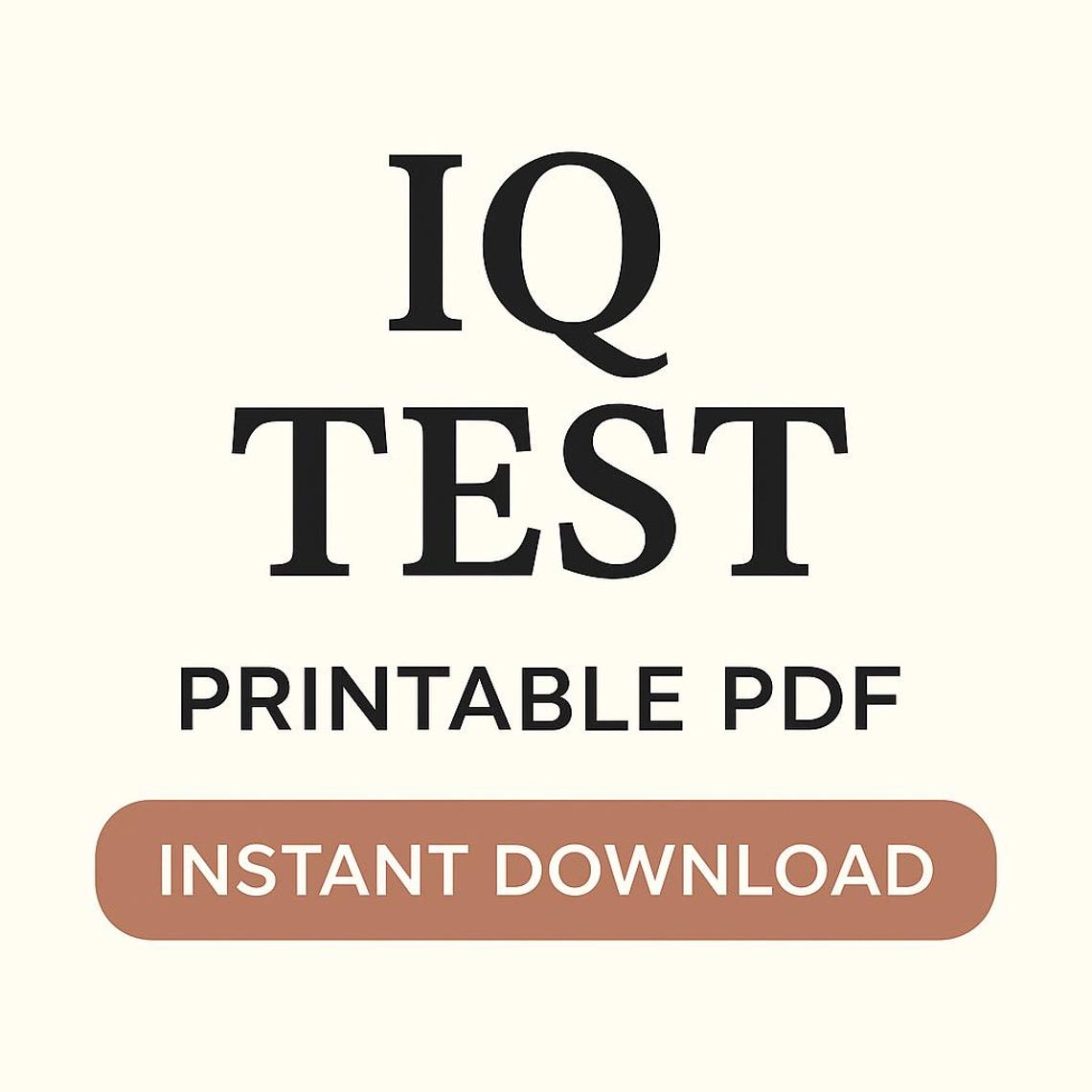 IQ Test Printable | Brain Games & Cognitive Quiz for Adults | Instant ...