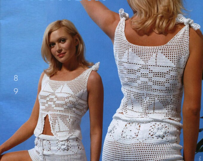Russian Crochet Knitting Patterns Book Filet Dress Top Skirt Marine ...