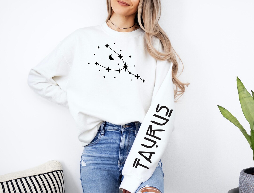 Taurus Celestial Constellation Moon Crewneck Sweatshirt | Starry Sleeve ...