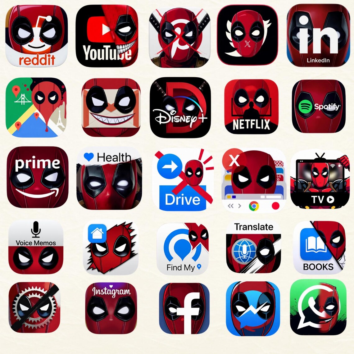 50 Deadpool Ios App Icons – Original Style Theme Pack (digital Product ...