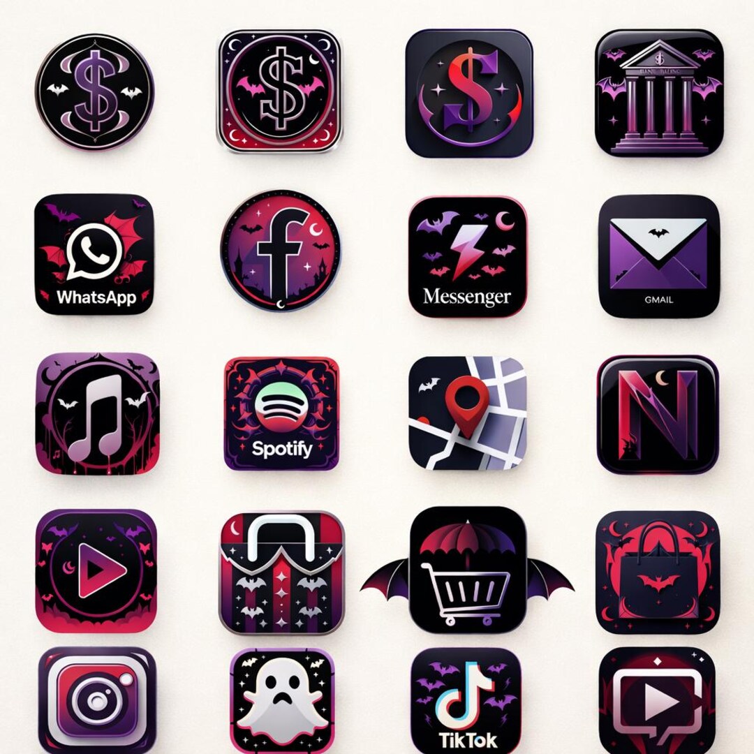 Halloween App Icons - Spooky Dark Theme Icons for iPhone and Android - Etsy