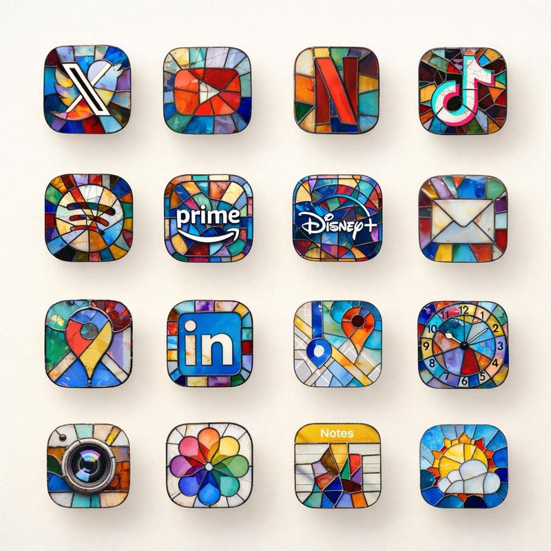 Stained Glass Icon Pack - Etsy