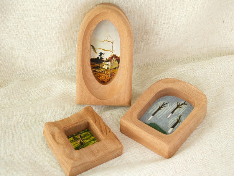 Handmade Sapele Wood Photo Frames, Irregular Square Arch Oval Carved ...
