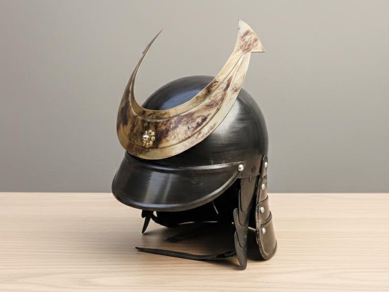 Handmade Steel Samurai Helmet With Crescent Crest | Medieval Kabuto ...