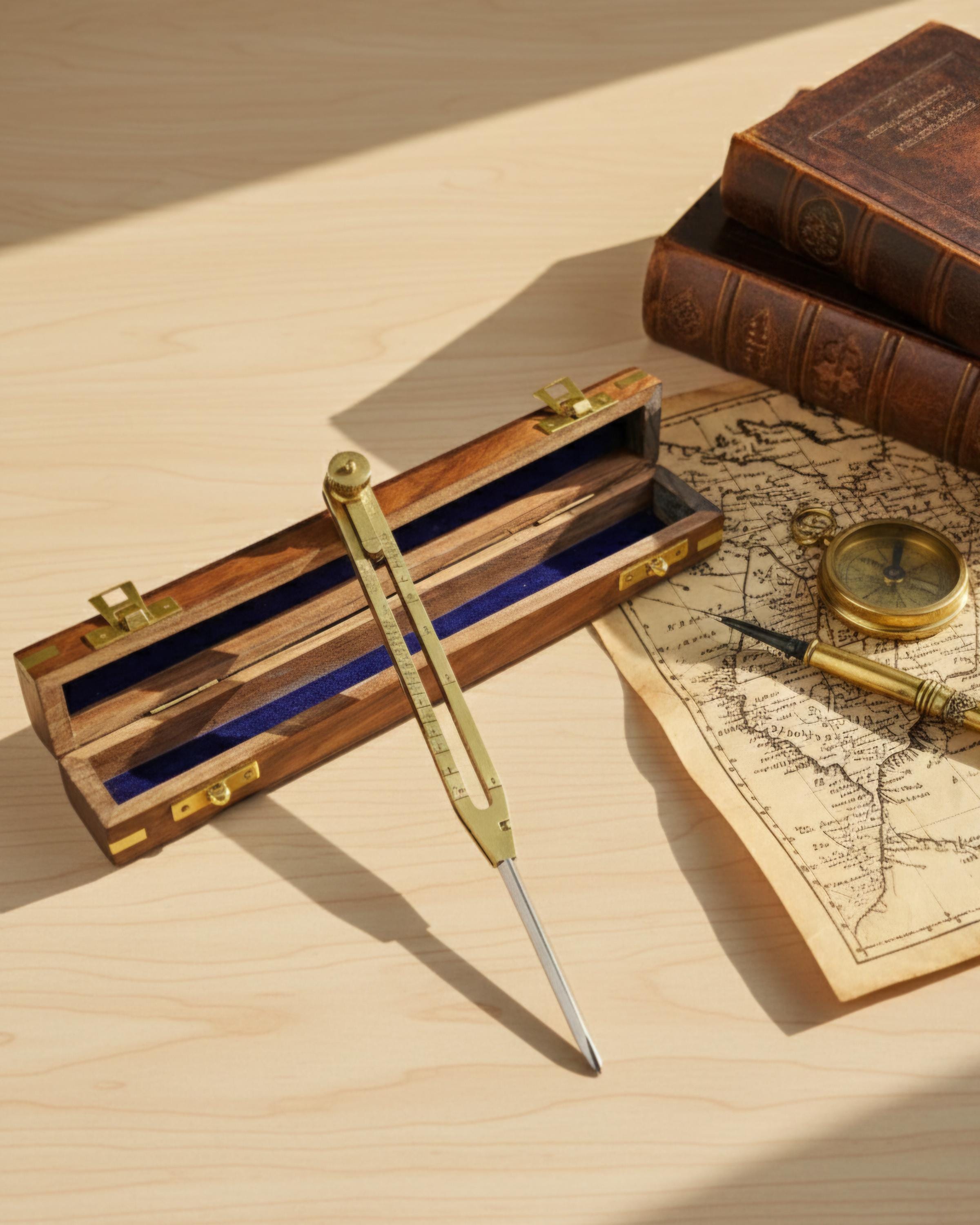 Engraved Brass Nautical Divider With Wooden Case – Personalized Mapping ...