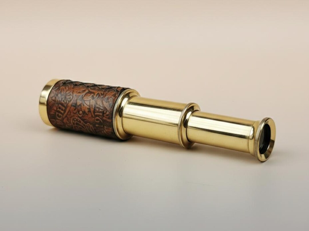 Personalized Brass Spyglass Telescope, Custom Engraved, With Leather ...