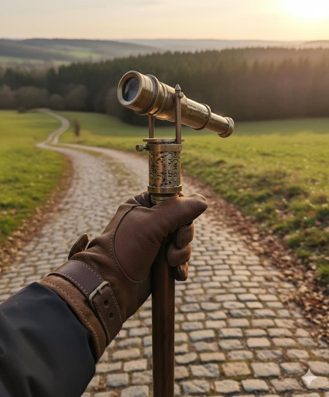 Telescope Walking Cane, Brass Compass Handle, Handmade Wood Stick - Etsy