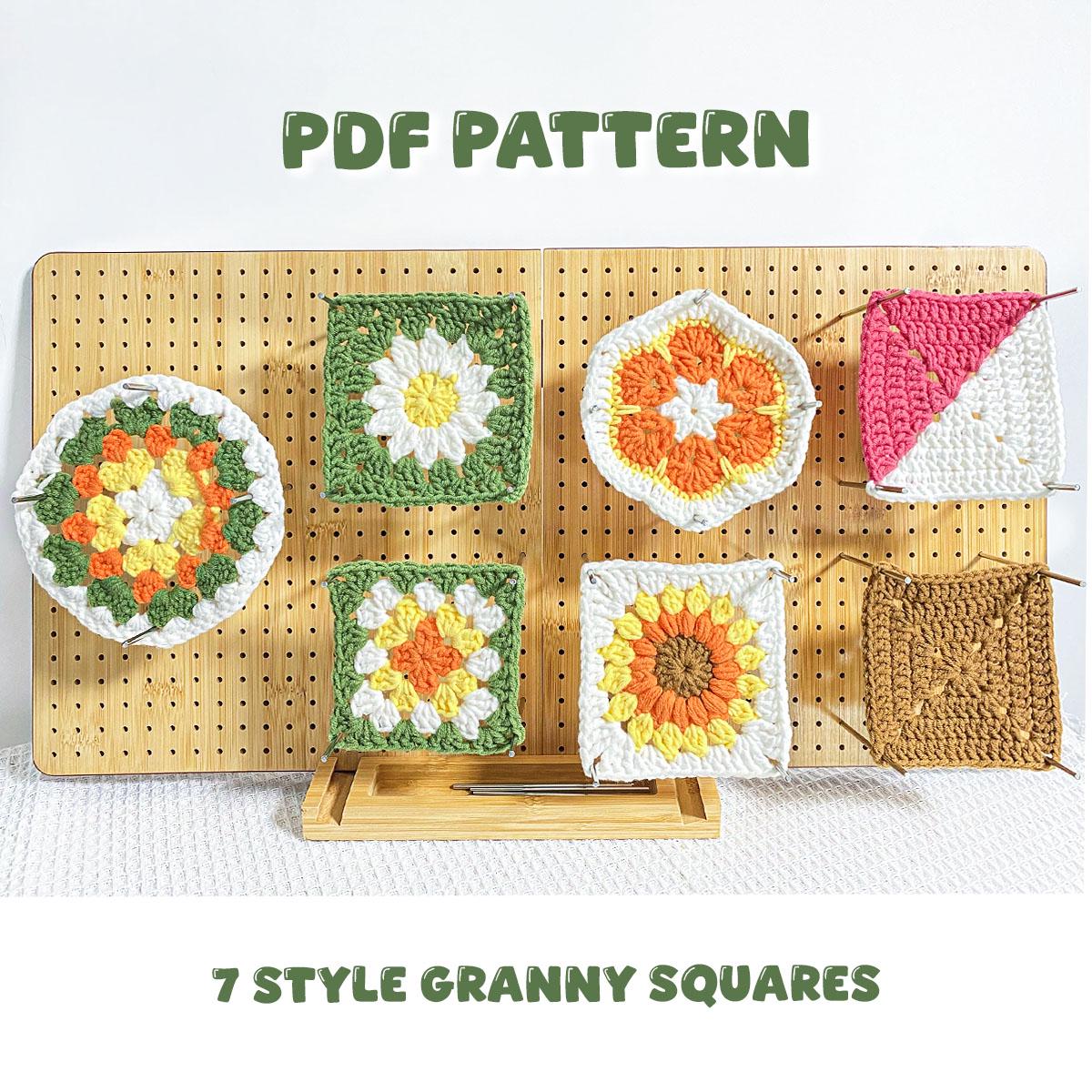 7 Granny Squares Crochet Pattern Tutorials, Craft PDF Pattern - Etsy