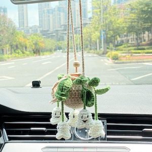 Crochet Car Air Freshener Diffuser, Handmade Plant Car Hanging With ...