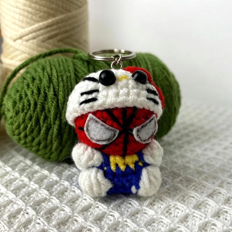 Handmade Crochet Keychain Set Kitty & Cute Monster Amigurumi Bag Charm ...