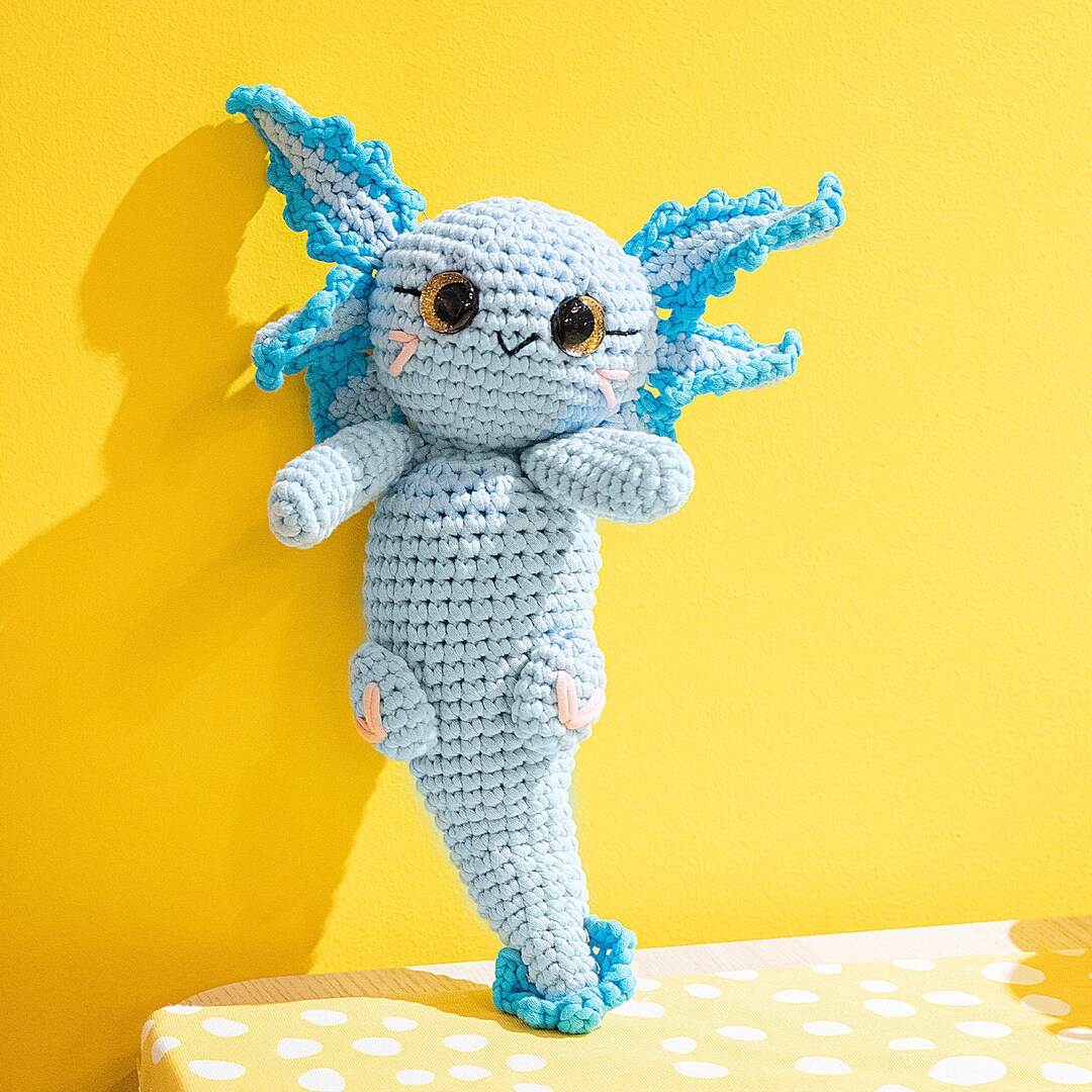 Large Axolotl Crochet Kit for Beginners - Easy DIY Amigurumi Animal ...
