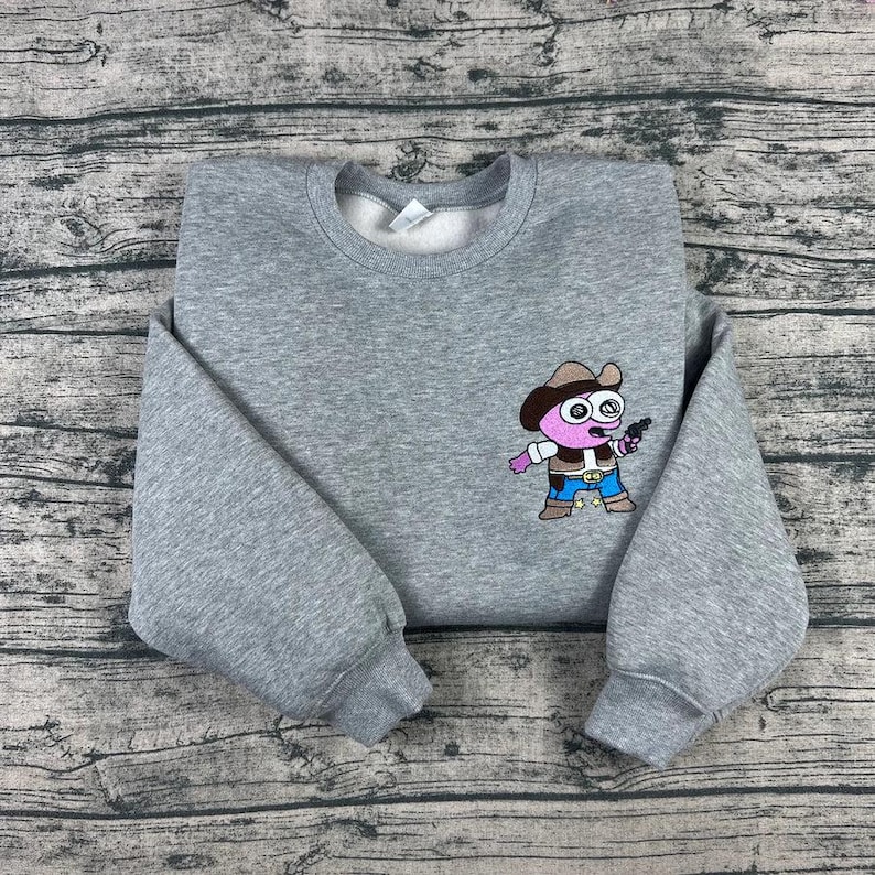 Smiling Friends Cowboy Pim Embroidered Sweatshirt, Smiling Friends ...