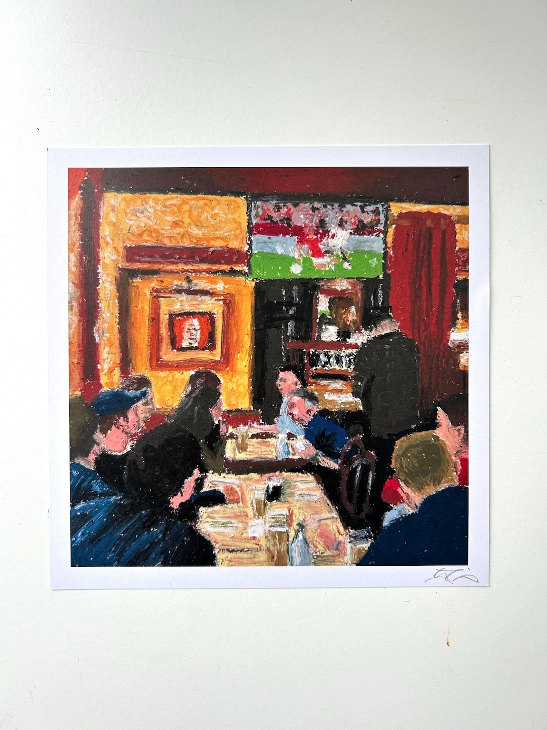 London Pub Print: Cadogan Arms Oil Pastel Art (21x21cm) - British Bar ...